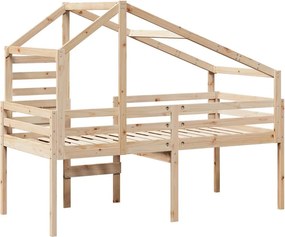 Patrová postel se střechou 80 x 200 cm masivní borové dřevo 3281974