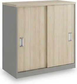 Nízká skříň SimpleOffice 80 x 40 x 80 cm, dub světlý / šedá