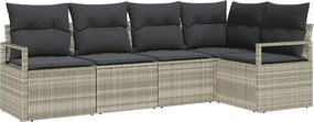 Set pohovek 5 ks Světle šedá polyratan 3346382