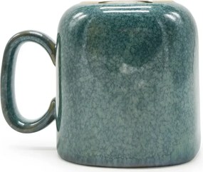 Keramický hrnek Halvar, 450 ml – hranatý design, reaktivní glazura, modro-zelené odstíny