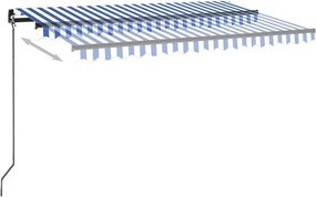 Ručně zatahovací markýza 450 x 350 cm modrobílá 3069196