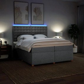 Box spring postel s matrací světle šedá 200 x 200 cm textil 3293701