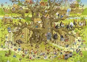 HEYE Puzzle Šílená ZOO: Opičí výběh / 1000 dílků / 70 x 50 cm