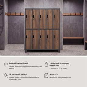 Šatní skříň 10-dveřová, antracit/ořech, 1360x1720x450 mm: BARTEK Eco Design