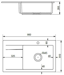 Sapho, AVORIA keramický dřez s odkapávací plochou 86x51 cm, bílá