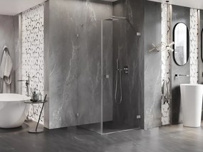 Mexen Lunar-B pravostranný výklopný sprchový kout 80 x 80 cm, čiré sklo, broušená ocel, 832-080-080-97-00-P