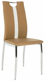 Kondela Židle, béžová / bílá ekokůže + chrom nohy, SIGNA