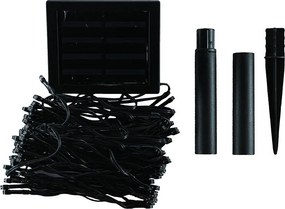LED venkovní solární světýlka na zahradu, 10 m, ledově bílá, 100 diod, černý kabel, IP44, solární panel