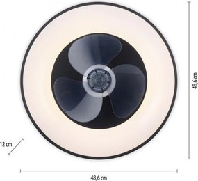 LD 14644-18 LED stropní svítidlo s ventilátorem černé, časovač, stmívatelné paměťová funkce, 2700-5000K - JUST LIGHT