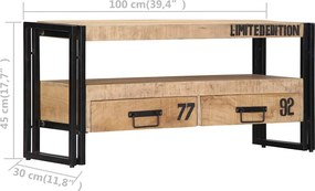 TV stolek 100 x 30 x 45 cm masivní mangovníkové dřevo 249858