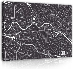 Obraz 80x60 Mapa Berlína plán města minimalismus geometrie linie ulice