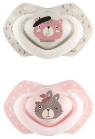 CANPOL BABIES Set symetrických silikonových dudlíků 18m+ Bonjour Paris růžový