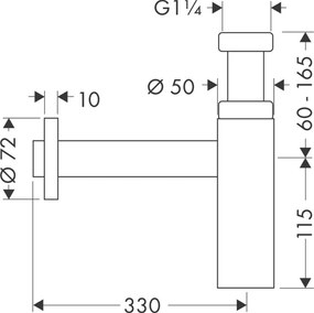 Hansgrohe Flowstar S, designový sifon, kartáčovaný černý chrom, HAN-52105340
