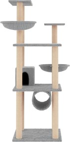 Škrabadlo pro kočky se sisalovými sloupky světle šedé 141 cm 171748