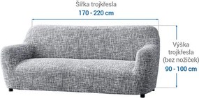 Bielastické potahy GRAFITI NOVÉ antracit trojkřeslo (š. 170 - 220 cm)