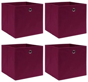 Úložné boxy 4 ks tmavě červené 32 x 32 x 32 cm textil 288341