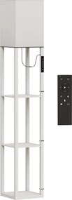 HOMCOM stmívatelná stojací lampa s policemi, bílá
