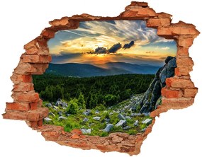 Wallmuralia Díra 3D ve zdi nálepka Horské panorama 90x70 cm