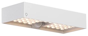 Venkovní nástěnné svítidlo bílé s potkávacím světlem a solárním senzorem - Kayo