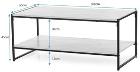 Konferenční stolek COXE s deskou v dekoru mramor 105x53 cm