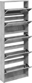 Botník se zrcadlem 5patrový betonově šedý 63 x 17 x 169,5 cm 3228281