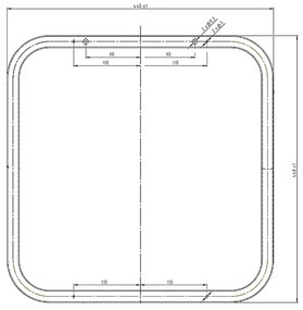 Aqualine WHITE LINE zrcadlo v rámu 44x44cm, bílá 8000