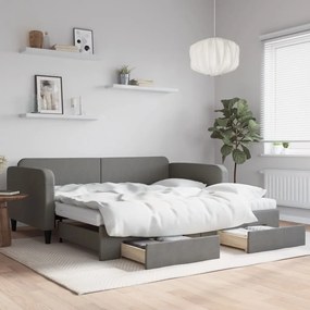 Válenda s přistýlkou a zásuvkami tmavě šedá 100 x 200 cm textil 3196876