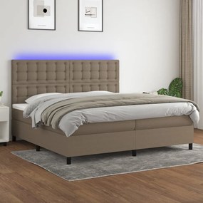 Box spring postel s matrací a LED taupe 200x200 cm textil