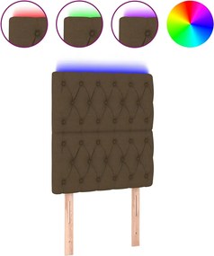 Čelo postele s LED tmavě hnědé 80x7x118/128 cm textil 3122737