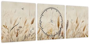 Obraz - Divoká louka (s hodinami) (90x30 cm)