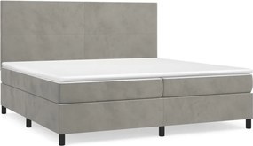 Box spring postel s matrací světle šedá 200x200 cm samet 3142923