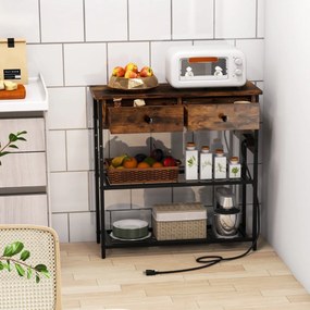 Costway Stolní nabíjecí stanice Entryway se 2 zásuvkami a 2 kovovými mřížkovými