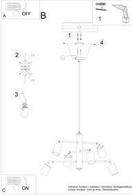 Sollux SL.1207 - Lustr na lanku LEMMI 6xGU10/10W/230V černá