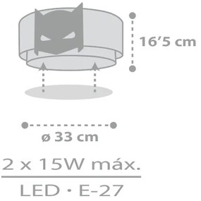 Dalber 61806 - Dětské stropní svítidlo DARK HERO 2xE27/15W/230V