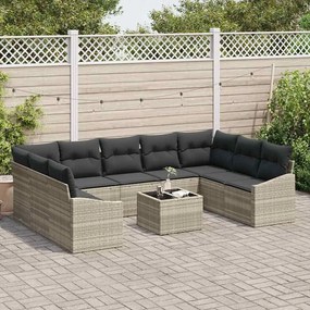 Set pohovek 10 ks Světle šedá polyratan 3346892