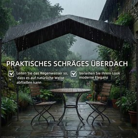 Pergolový altán 3x3m Vodoodpudivý Stabilní Odolný proti zimě Ochrana proti slunci se šikmou střechou Trojúhelníkové vzpěry