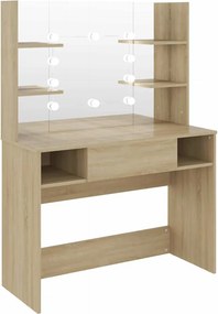 Kosmetický stolek s LED světly 100 x 40 x 135 cm MDF dub 331545