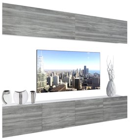 Obývací stěna Belini Premium Full Version  šedý antracit Glamour Wood + LED osvětlení Nexum 96