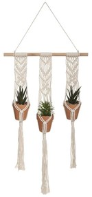 Umělé květiny v trojitém závěsném květináči BOHO 3 Macrame bílá