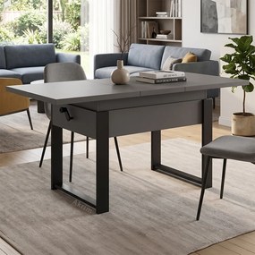 Rozkládací polohovací konferenční stolek HOGO 3v1 | 120-157x62,5-74,5x67 cm | síla horní desky 32 mm | tmavě šedá/černé nohy