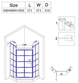 BPS-koupelny Pětiúhelníkový sprchový kout HYD-PK06 80x80 černá/transparent