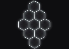 Escape6 Kompletní Led hexagonové svítidlo bílé 4500 K, 9 elementů 246x386cm