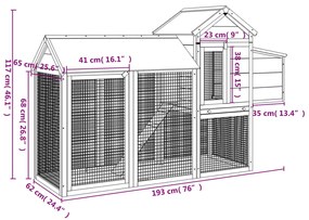 Kurník Hnědý 193 X 65 X 117 Cm Masivní Borové Dřevo - Hnědá