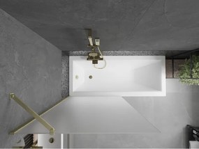 Mexen Next, 1-křídlová vanová zástěna 90 x 150 cm, 6mm sklo námraza, zlatá matná, 895-090-000-00-30-55