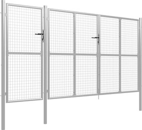 Zahradní brána ocelová 400 x 150 cm stříbrná 144349