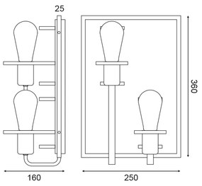 ACA DECOR Nástěnné svítidlo TESLA max. 2x60W/E27/230V/IP20