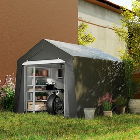 Zahradní kůlna Outsunny, skladovací stan, 3 x 3 m, voděodolná a odolná proti UV záření, pozinkovaná ocelová konstrukce a velké dveře, kryt pro kola d…