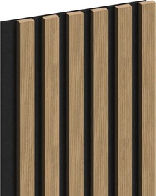 Mexen Lam-F, akustické stěnové lamely 275 × 30 cm, plstěný podklad 8 mm, technická dýha, ořech lněný, S105-275307-3015-015