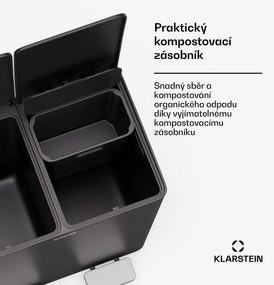 Klarstein EcoVista, odpadkový koš s kompostérem, 40 l + 3 l/koš + kompostér, Soft-Close