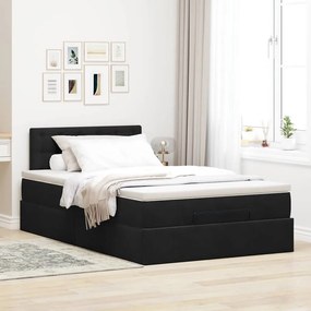 Osmanská postel s matrací &amp; LED černá 120x190cm samet 3312754